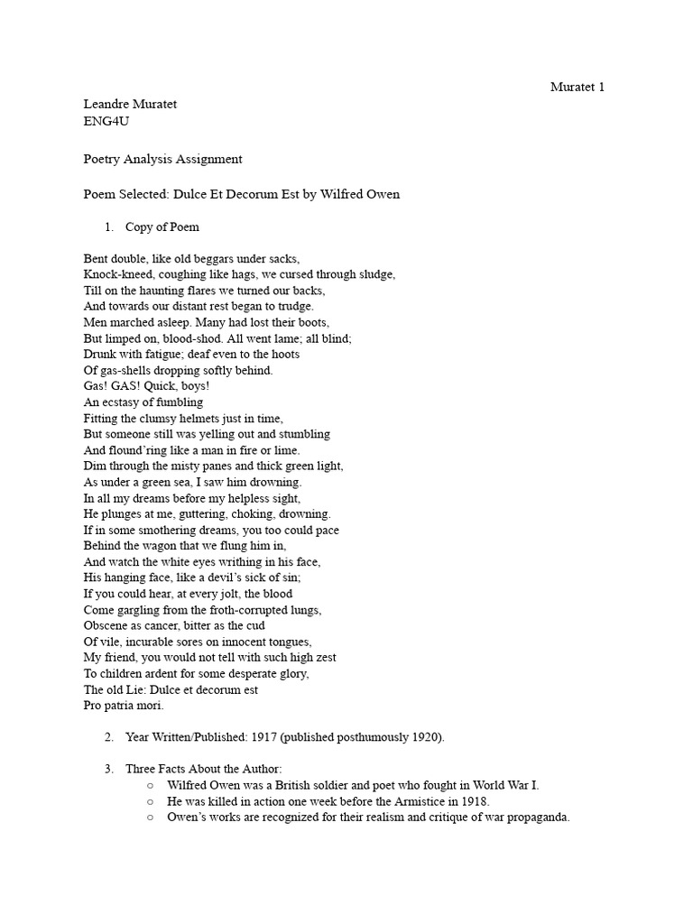 Poetry Analysis Assignment (1) | PDF