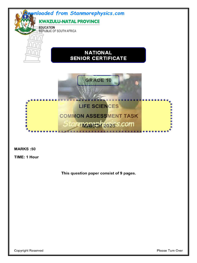 KZN Life Sciences Grade 10 March 2025 QP and Memo | PDF