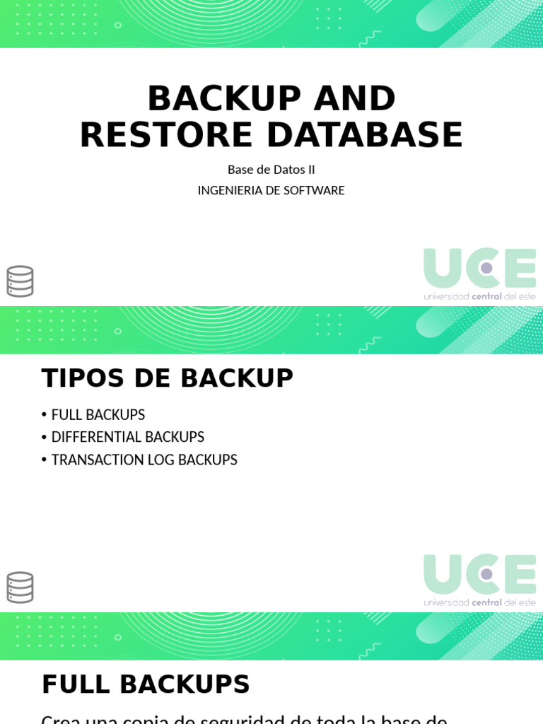 Backup and Restore Database | PDF