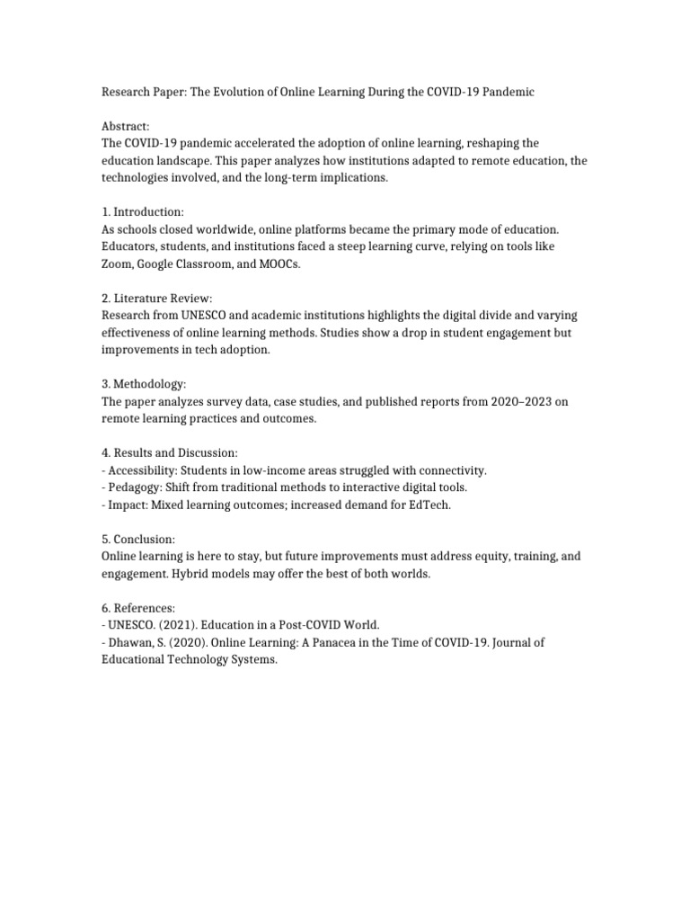 Research Paper Online Learning Pandemic Era | PDF