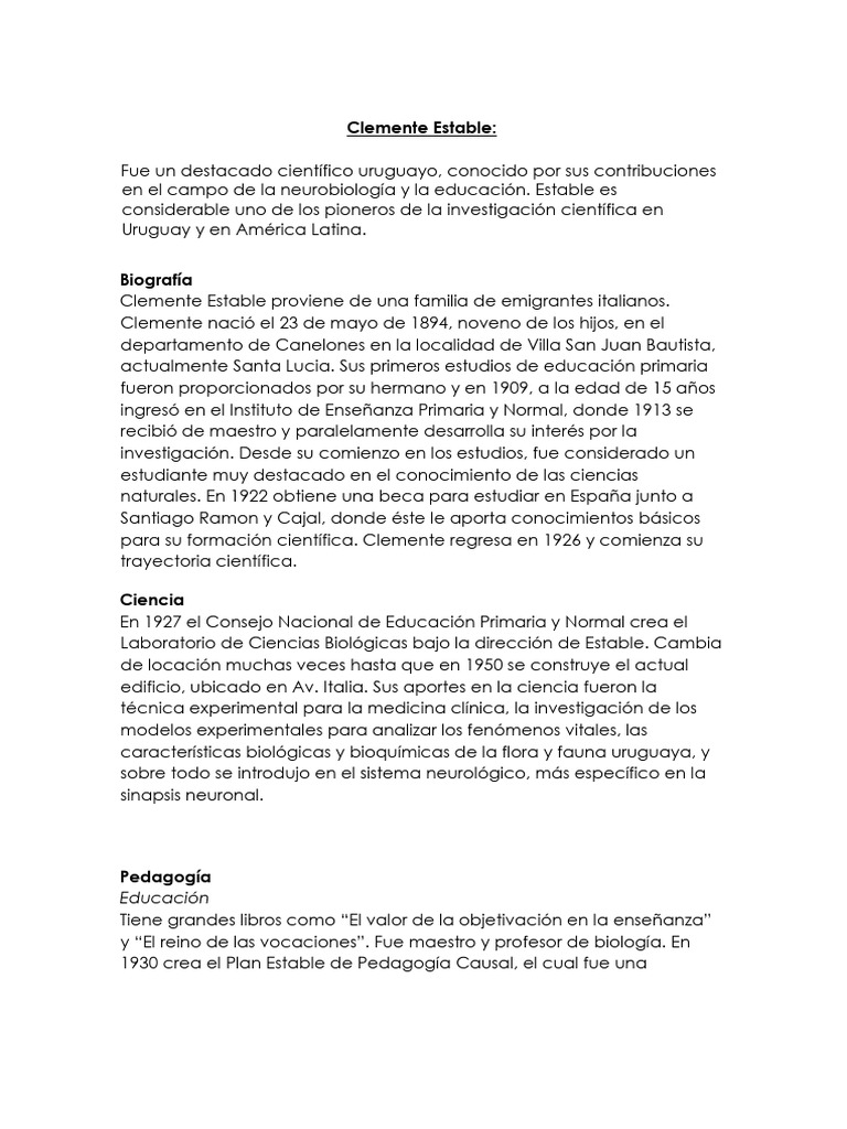 Clemente Estable | PDF | Aprendizaje | Cognición