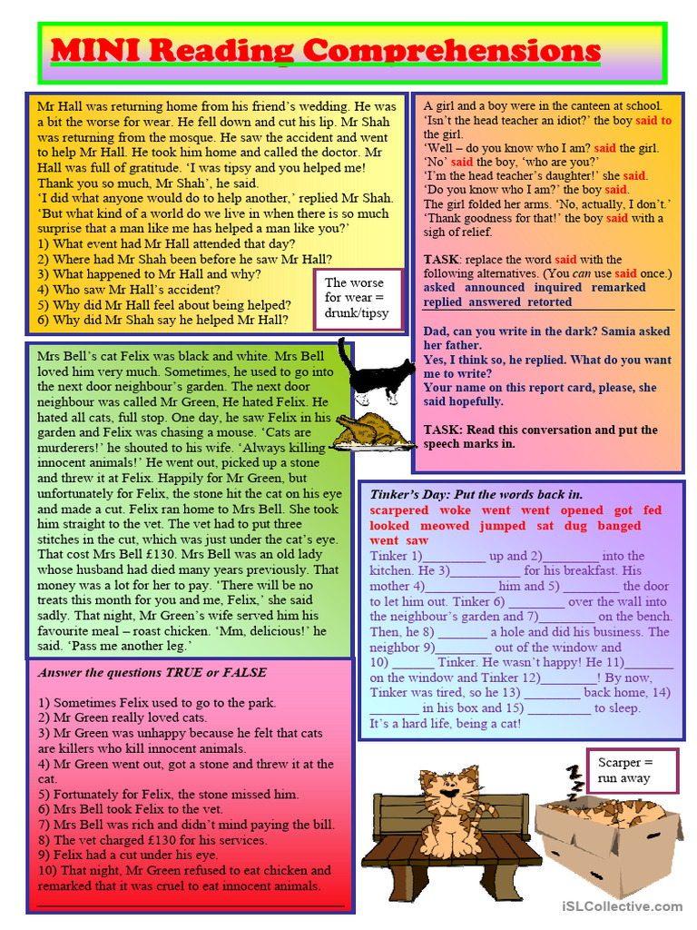 Mini Reading Comprehensions. | PDF