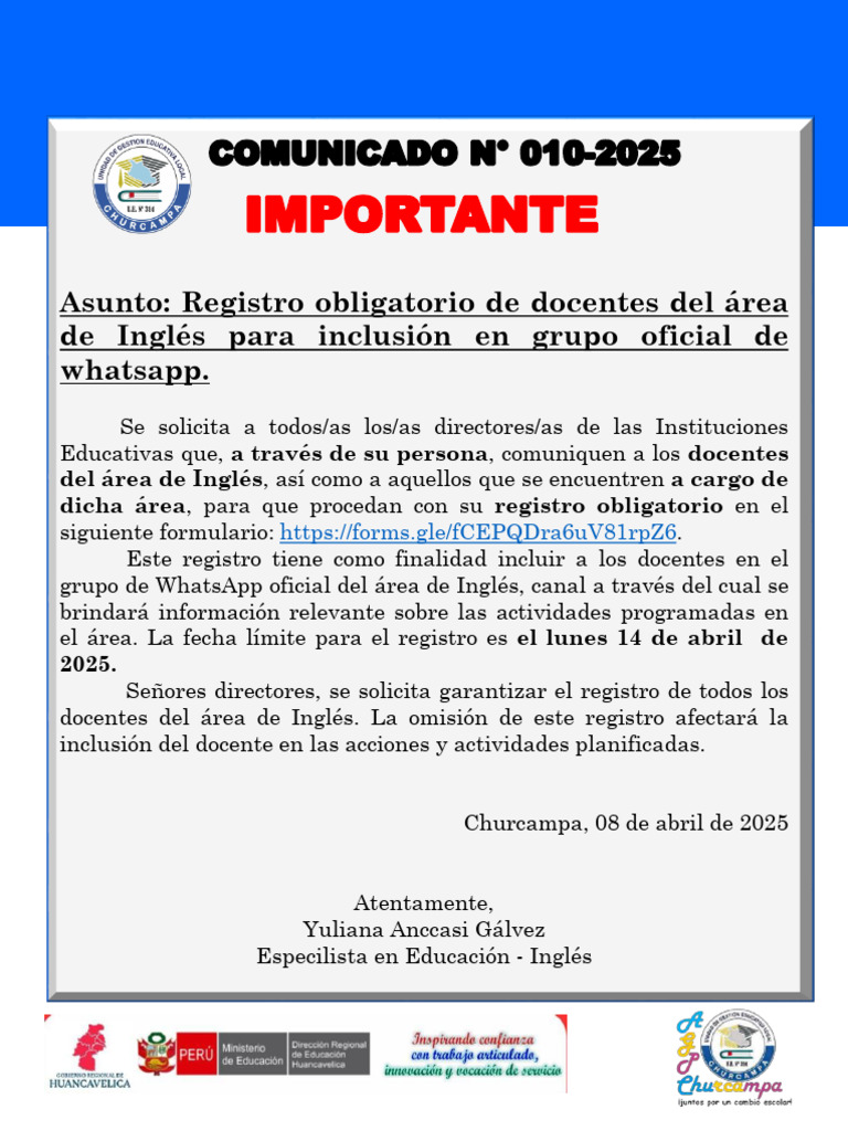 Comunicado N°010 | PDF