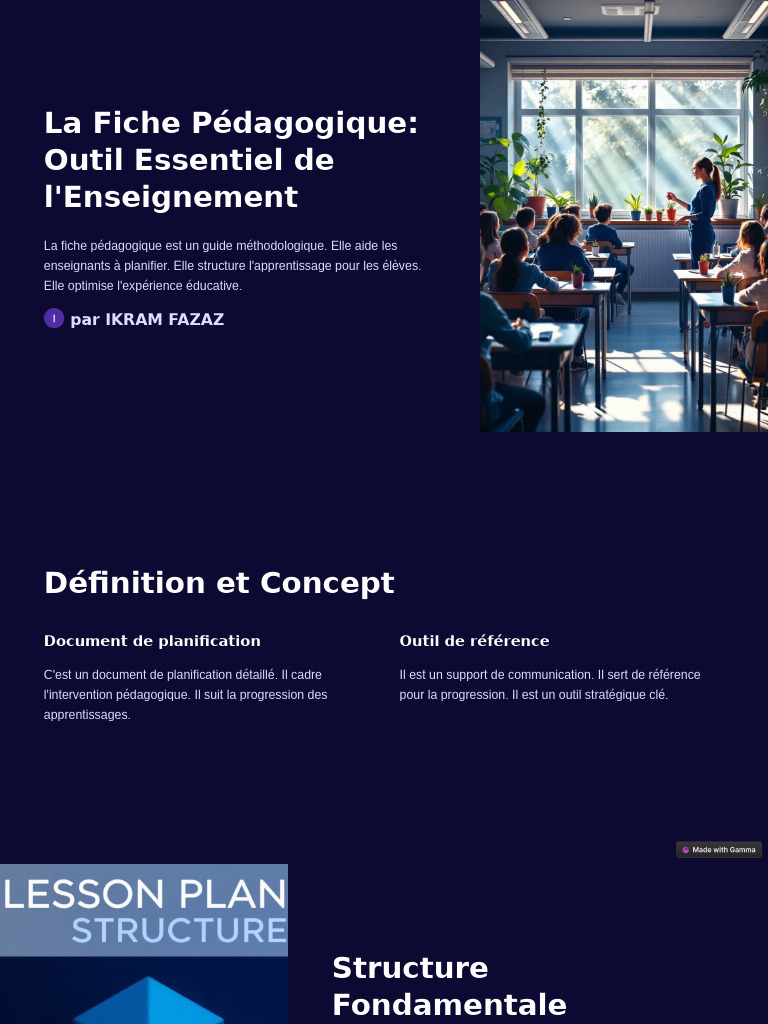 La Fiche Pedagogique Outil Essentiel de Lenseignement | PDF