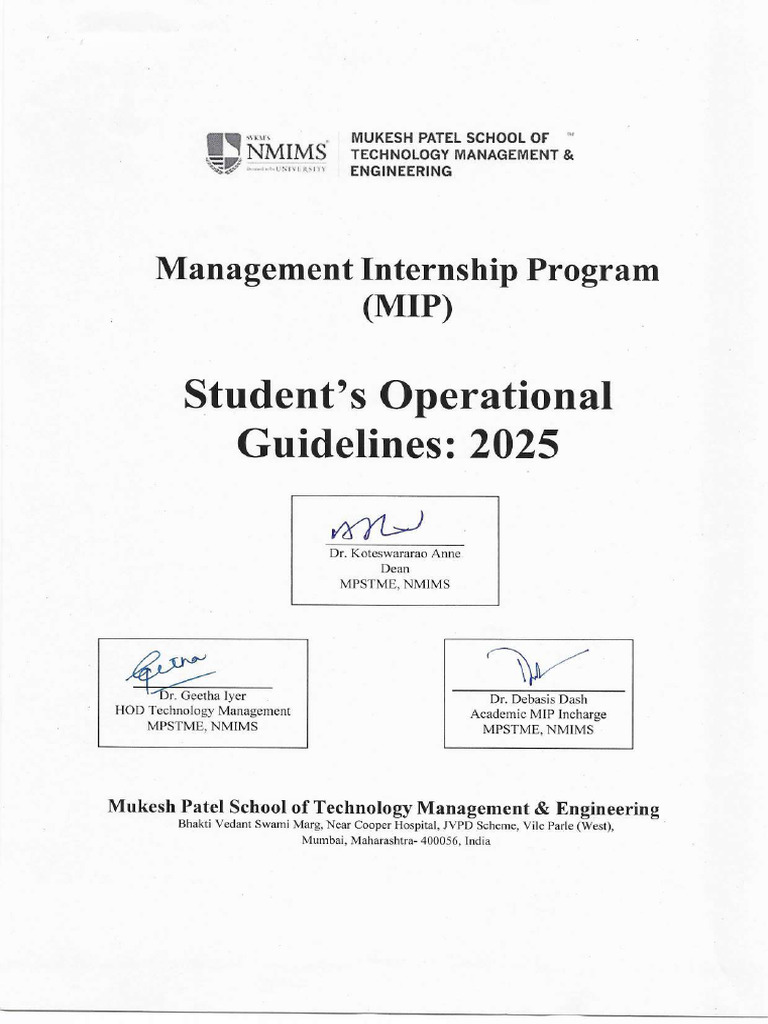 MIP Guidelines Batch 2026 | PDF