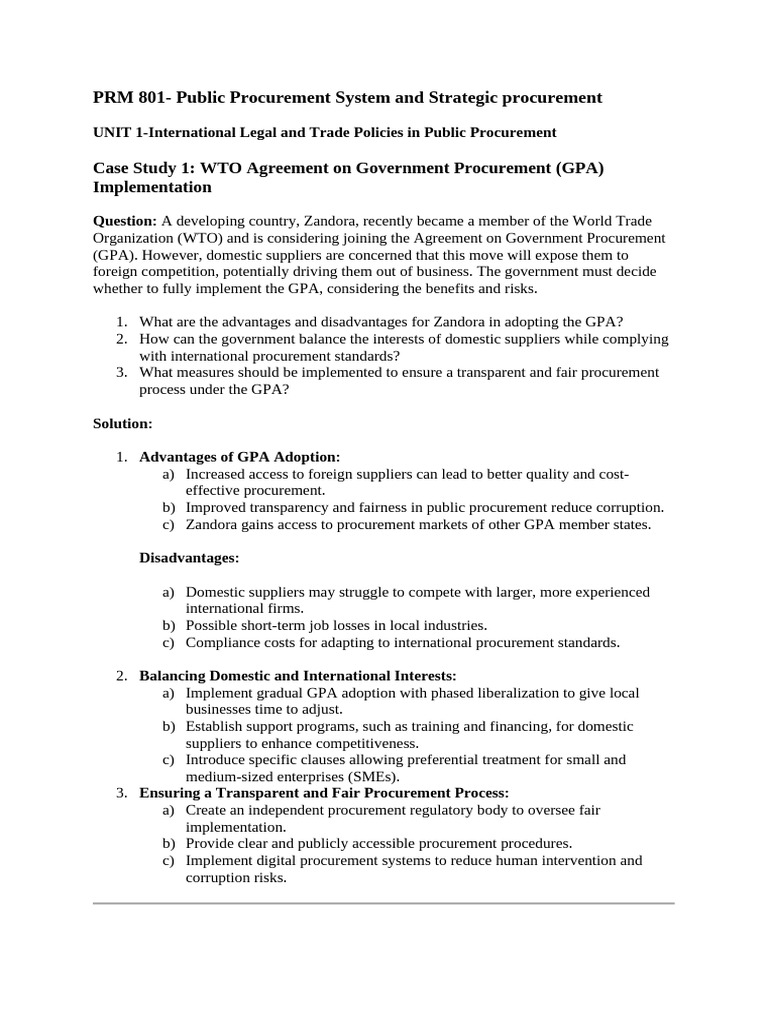 PRM 801-Unit 1 Case Studies | PDF | World Trade Organization | Economies
