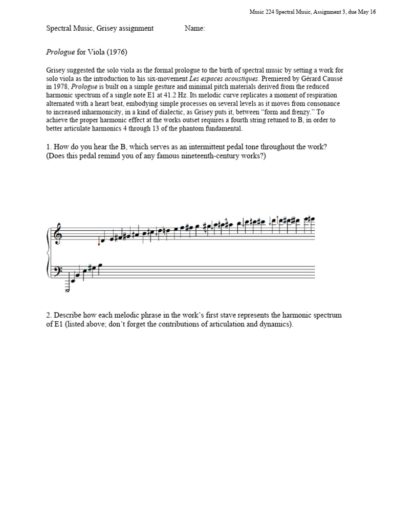 Grisey Prologue Assn 3 | PDF