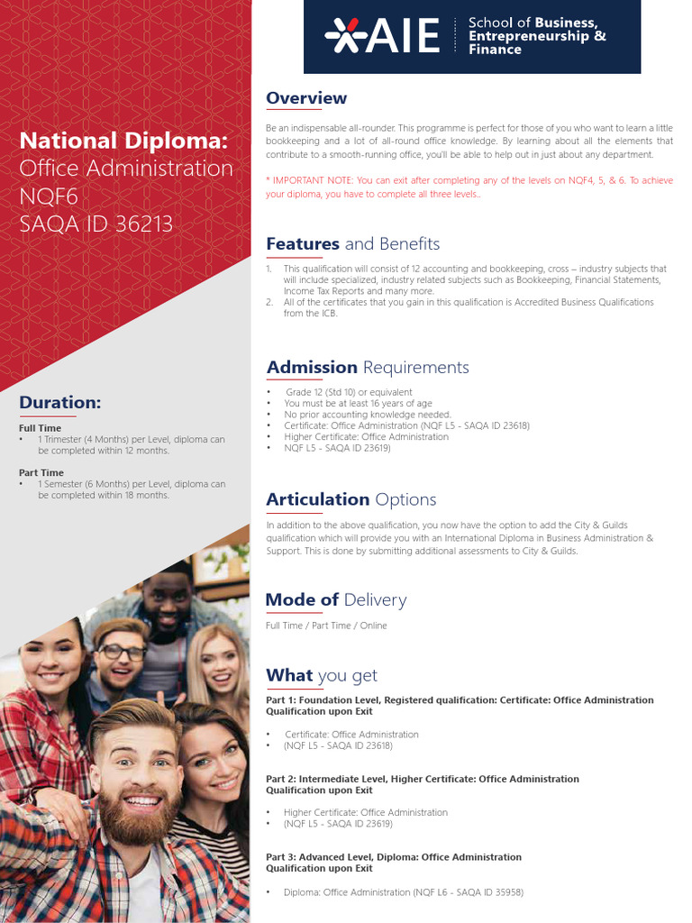 Fact Sheet National Diploma Office Administration NQF6 | PDF ...