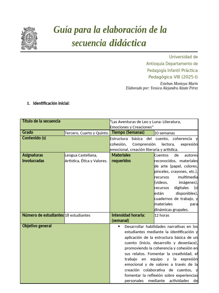 Gu-A para La Elaboraci-N de La Secuencia Did-Ctica | PDF | Aprendizaje | Las emociones