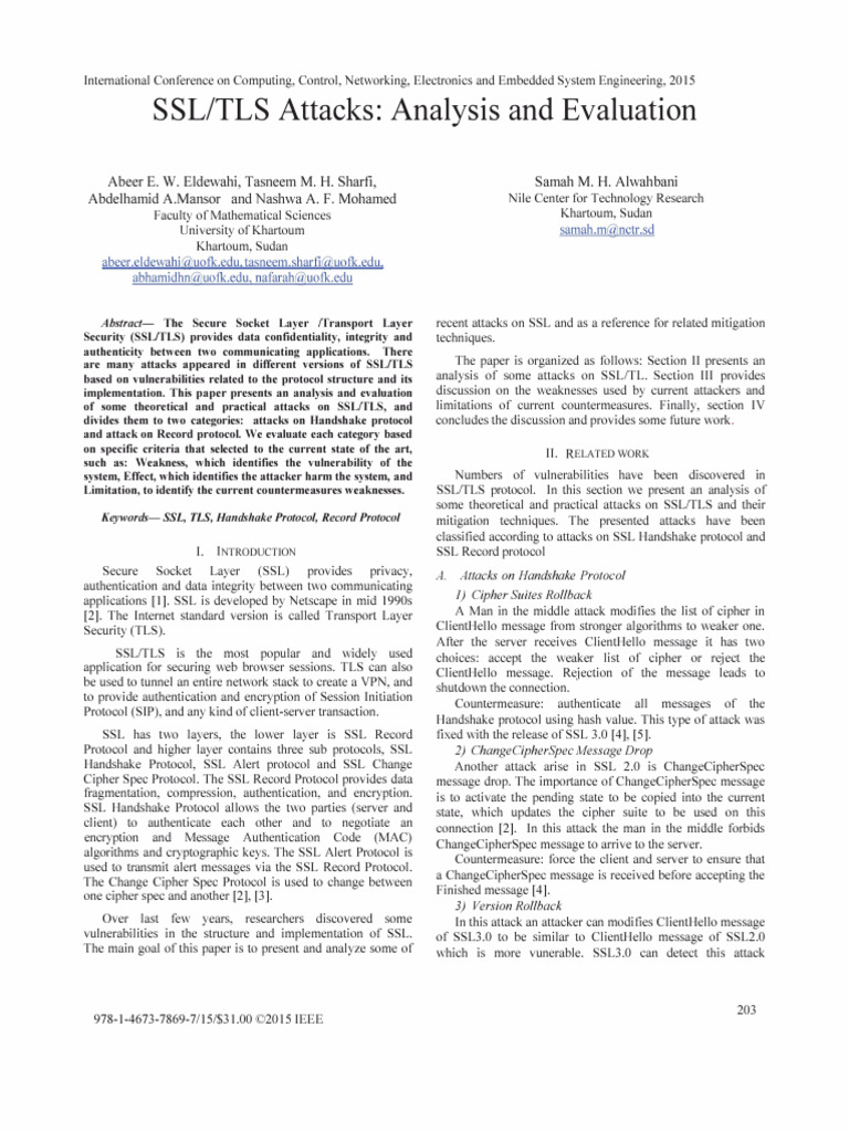 SSL TLS Attacks Analysis and Evaluation | PDF | Transport Layer ...