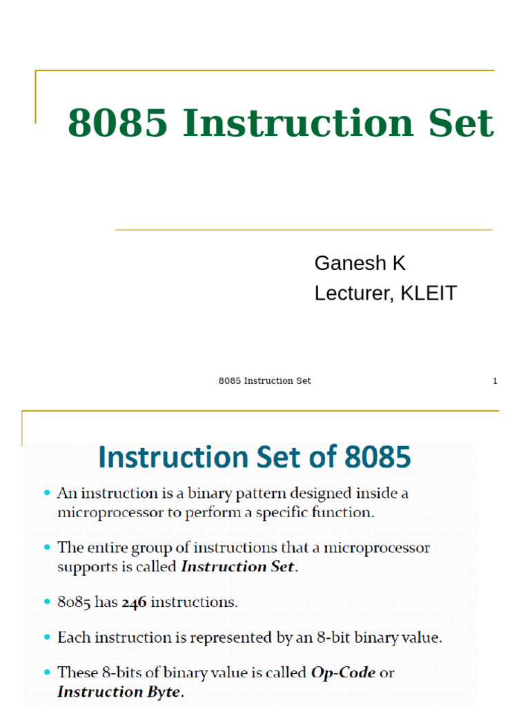 8085 Instruction Set | PDF | Computer Hardware | Computer Architecture