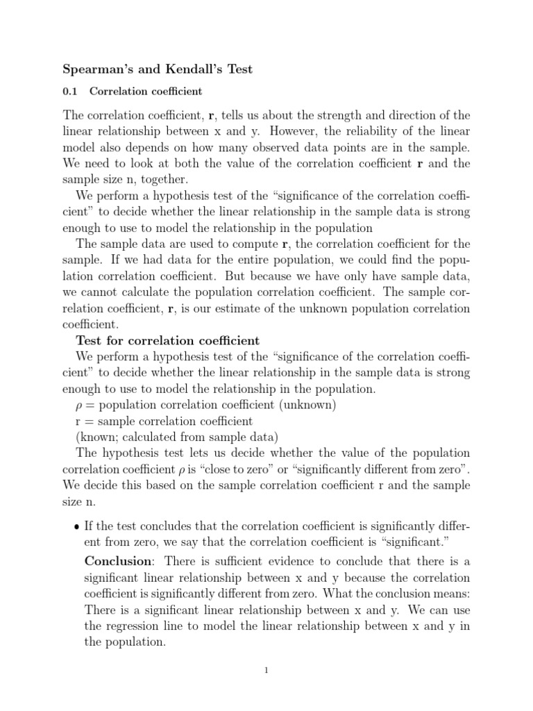 Spearman and Kendall Correlation Tests | PDF | Errors And Residuals ...