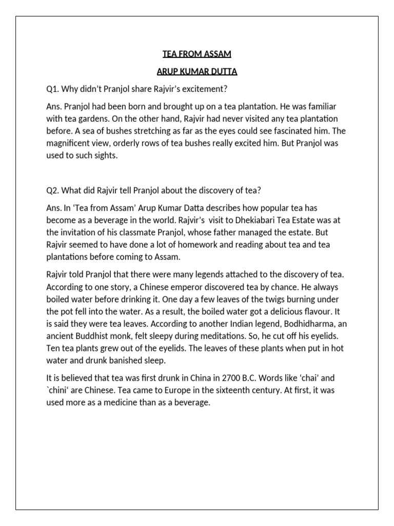 Rajvir's Insights on Tea's Discovery | PDF