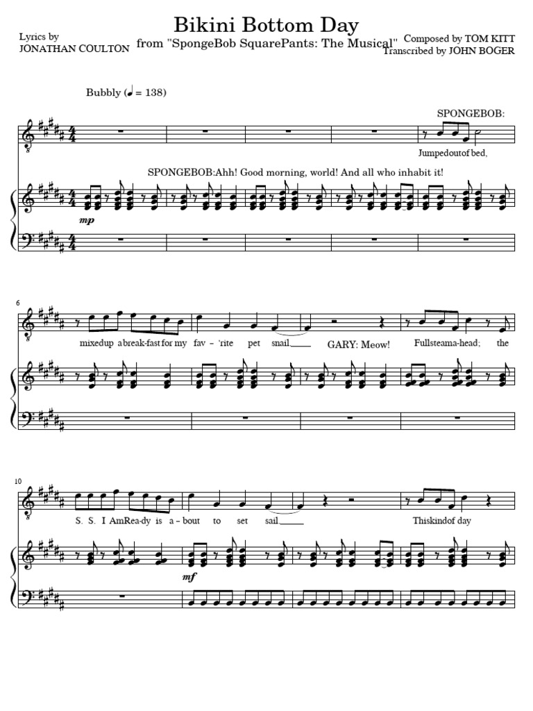 Bikini Bottom Day Lyrics | PDF | Traditional Children's Songs