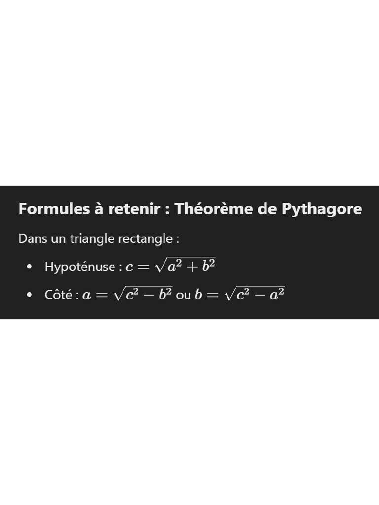 Formules Pythagore | PDF
