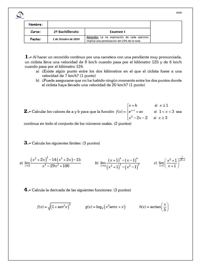 Examen 1 Sol | PDF | Función (Matemáticas) | Funciones y mapeos
