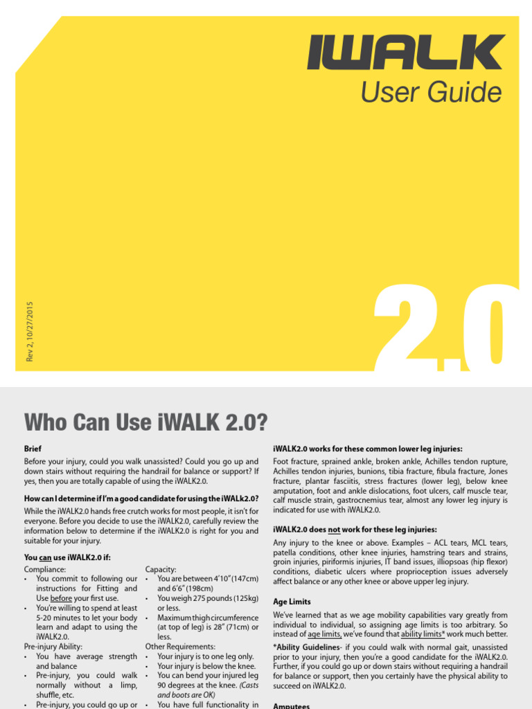 iWALK-20 UserGuide Rev2 10-27-15 HD | PDF | Human Leg | Ankle