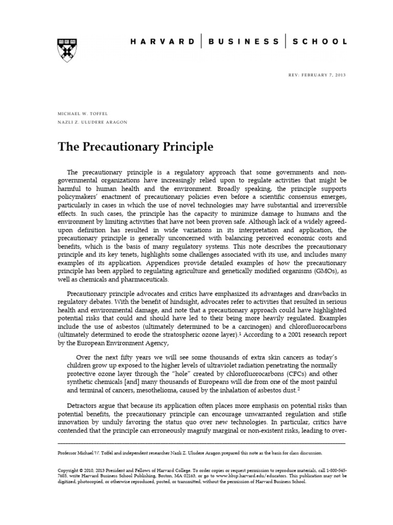 The Precautionary Principle: Rev: February 7, 2013 | PDF | Genetic ...