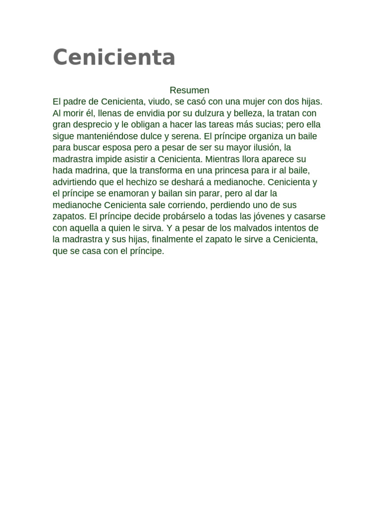 Resumen Cenicienta | PDF