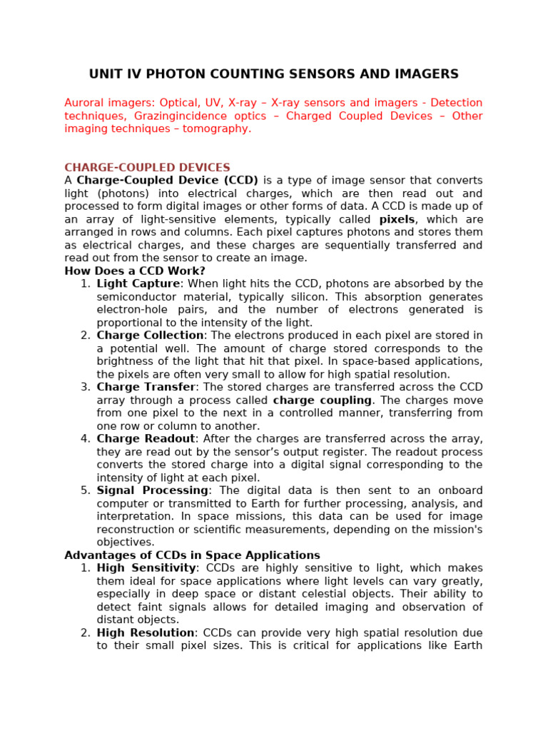 Unit-4 Spacecraft Sensor | PDF | Charge Coupled Device | Infrared