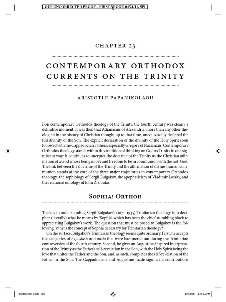 Contemporary Orthodox Currents On The Trinity | PDF | Trinity | God The Father