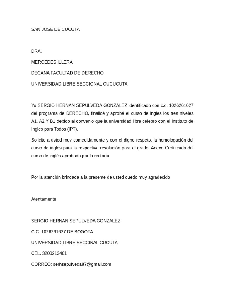 Solicitud de Homologacion Inlges | PDF