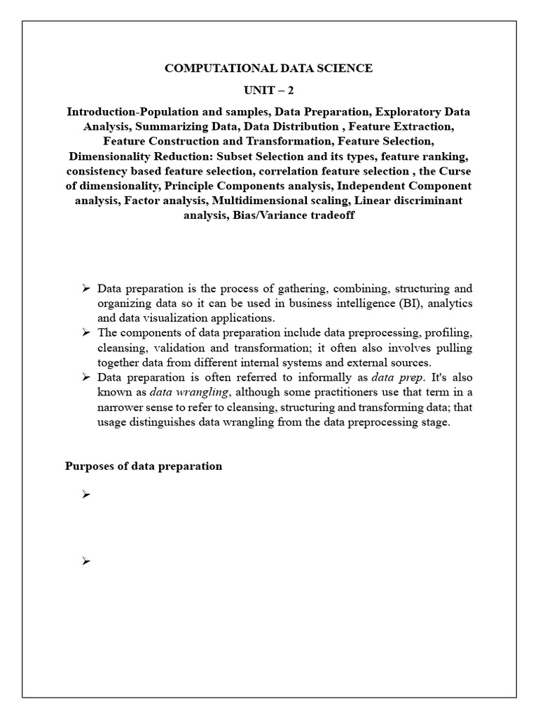 Computational Data Science - Unit 2 | PDF | Principal Component ...