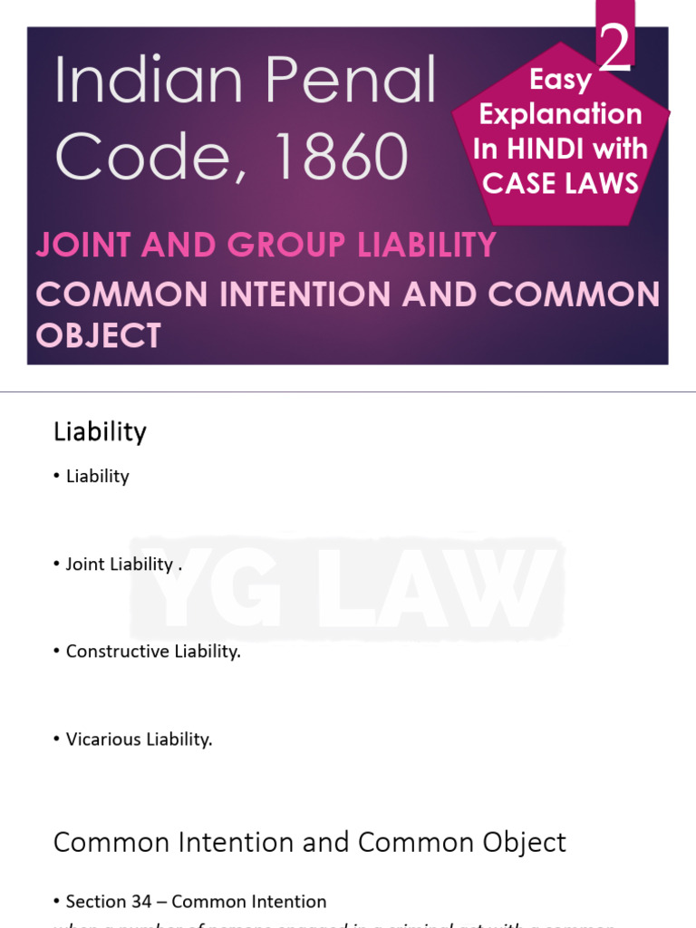 Common Intention vs. Common Object in IPC | PDF | Legal Liability | Crimes