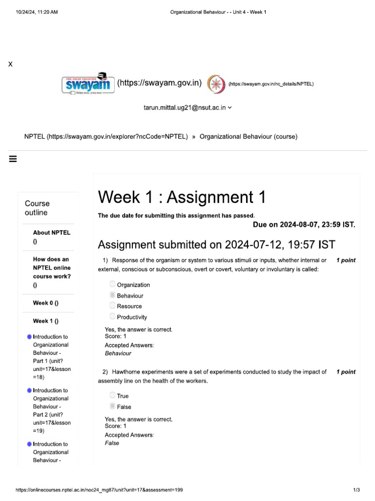 Nptel Assignments 2024 | PDF