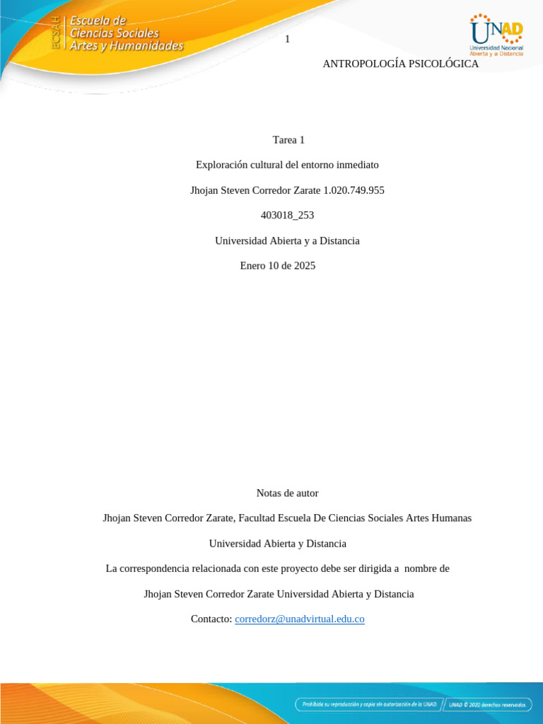 Exploración Cultural Del Entorno Inmediato | PDF | Sicología | Antropología