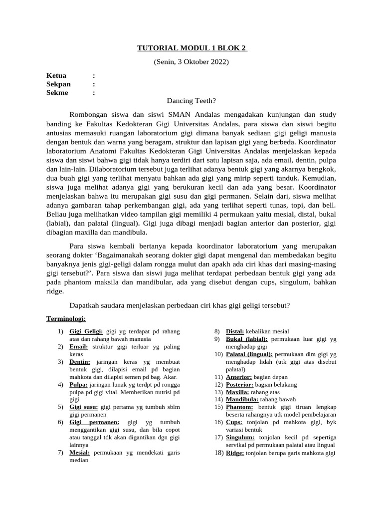 Tutorial Modul 1 Blok 2 | PDF