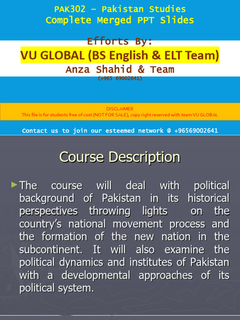 PAK302 Merged PPT Slides by Team VU Global | PDF | All India Muslim ...