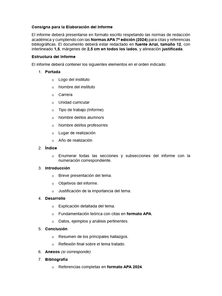 Consigna Informe Final | PDF | Estilo apa | Bibliografía