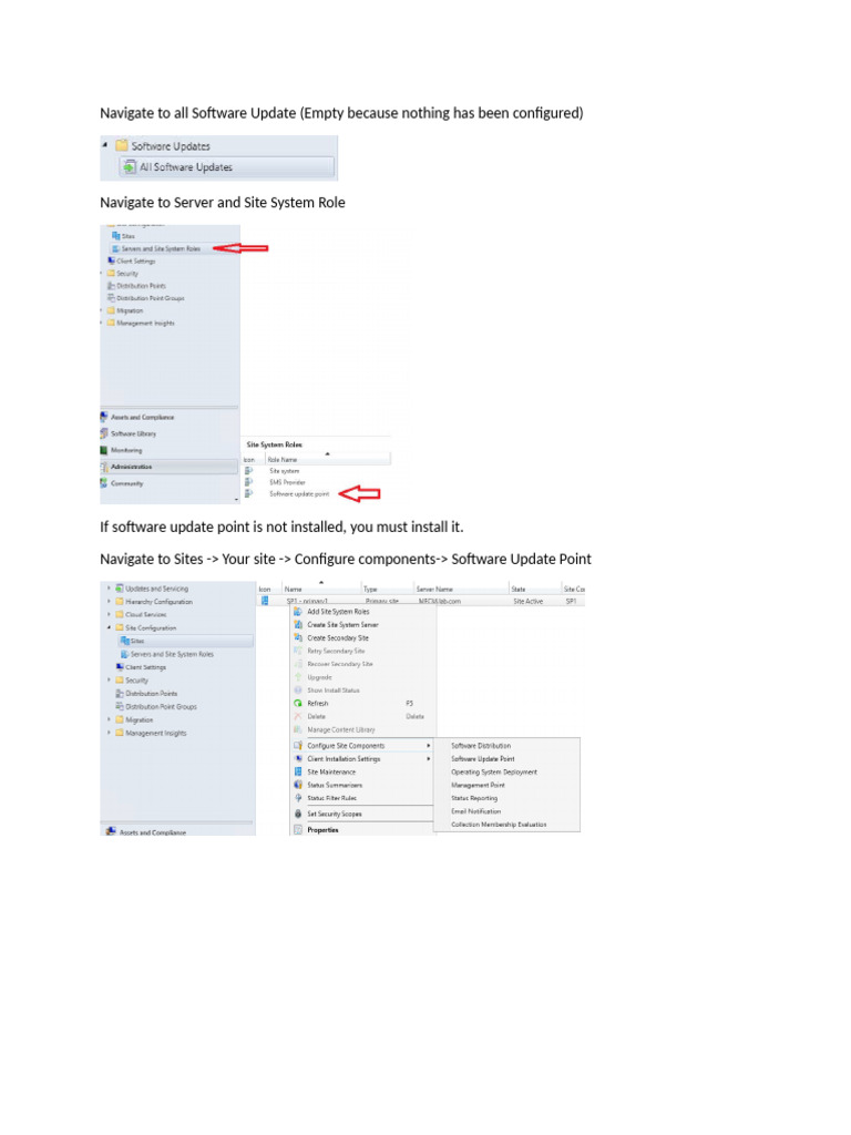 MECM Management Console WSUS Software Update Point SUP | PDF