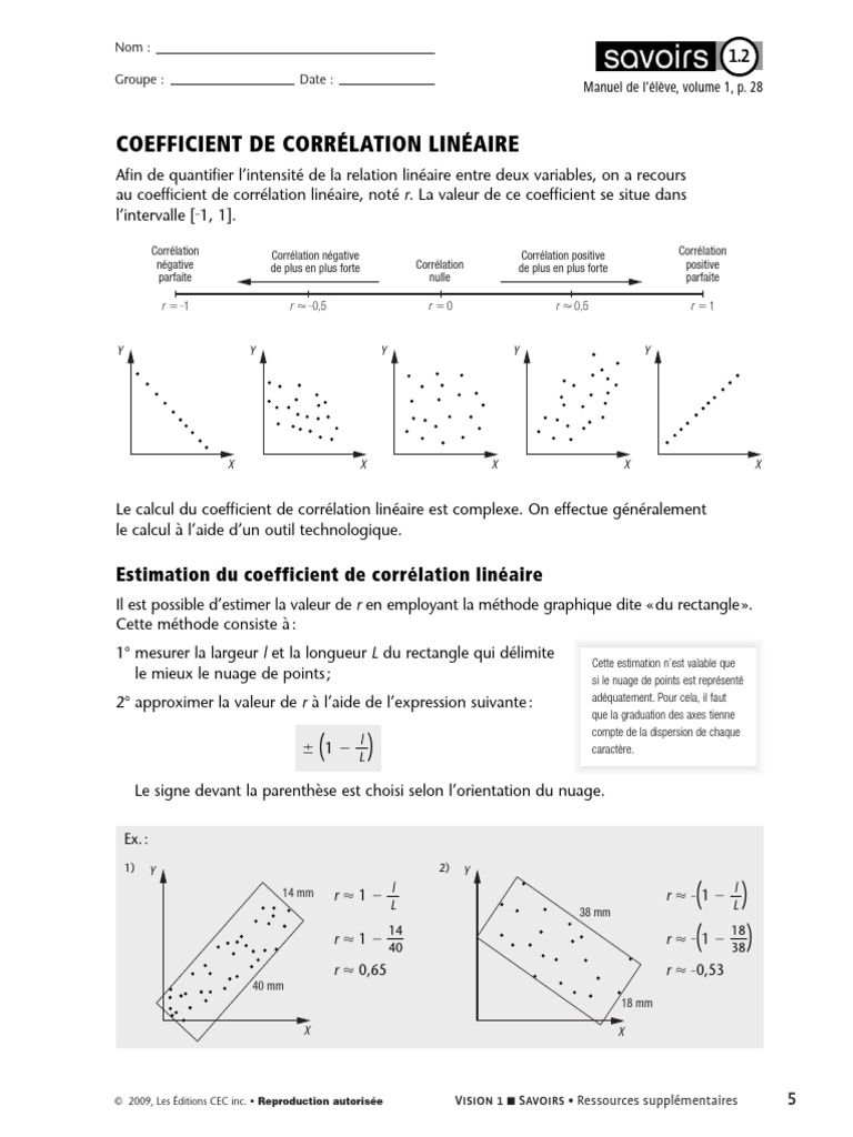 Coefficient de Corrélation Linéaire expliqué | PDF | Régression ...