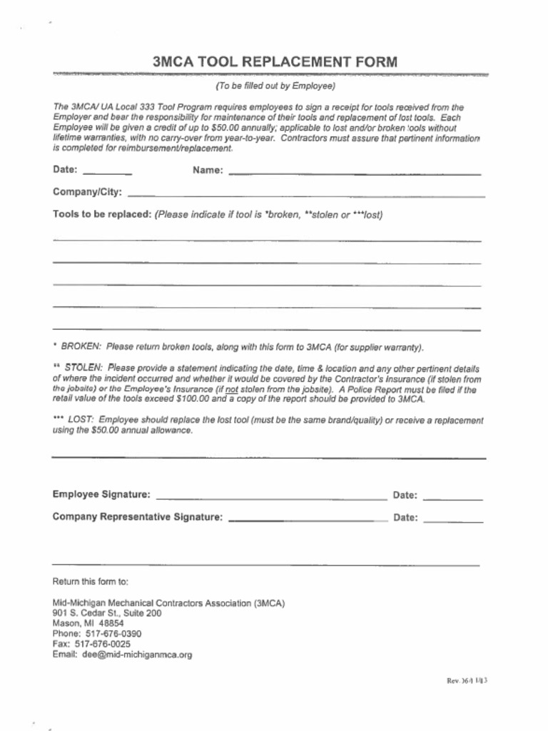Tool Replacement Forms | PDF