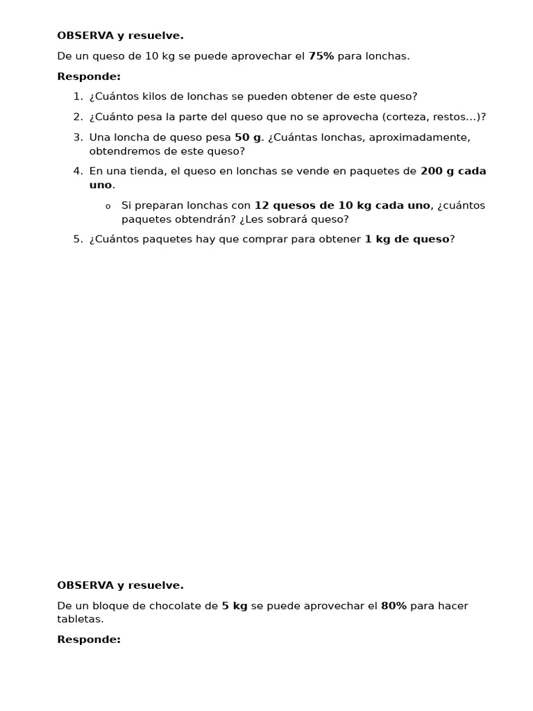 Problemas Mates. Medidas | PDF
