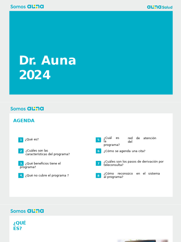 Presentación Dr. Auna (Básico y Plus) Mayo 2024 | PDF | Medicina | Cuidado de la salud