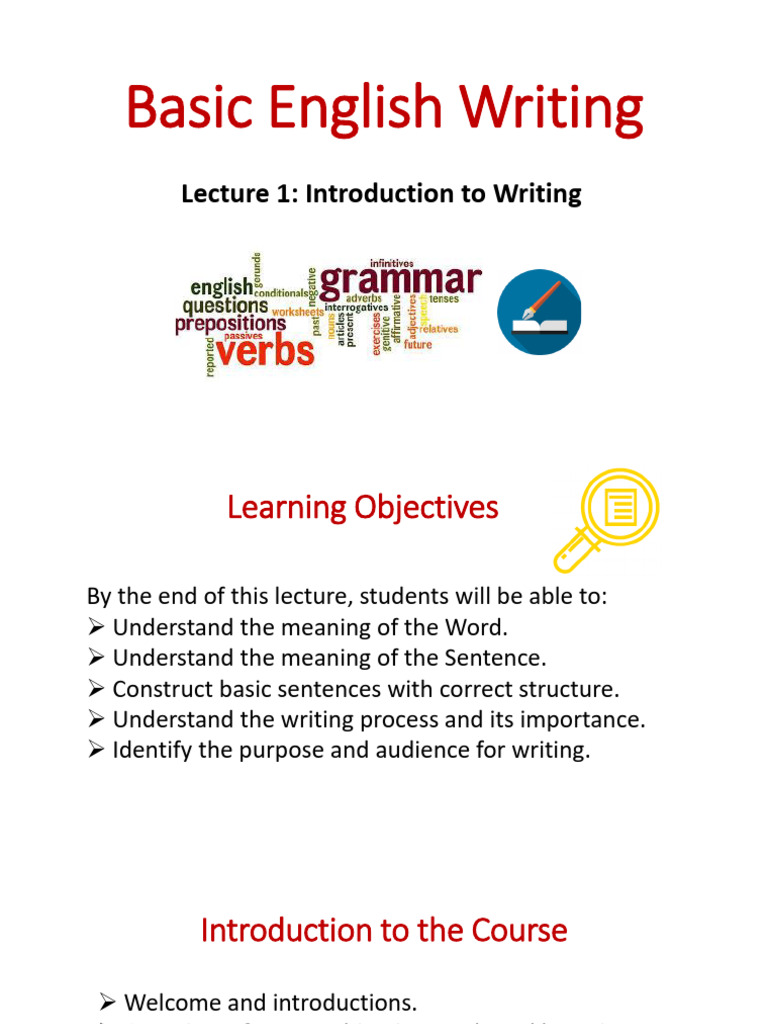 Lecture 1 - Introduction To Writing | PDF | Sentence (Linguistics) | Clause