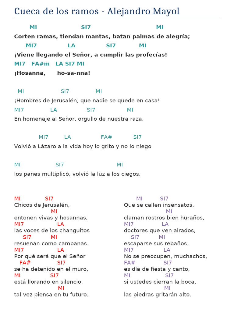 Cueca de los Ramos: Letra y Significado | PDF