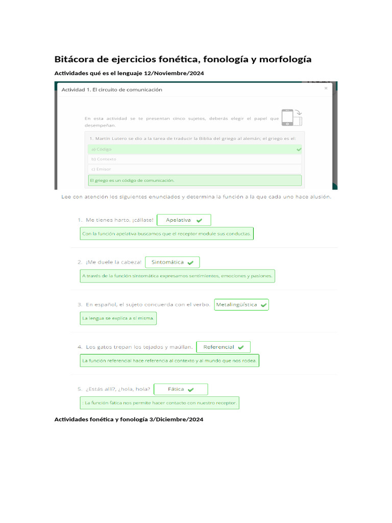 Bitácora de Ejercicios Fonética | PDF