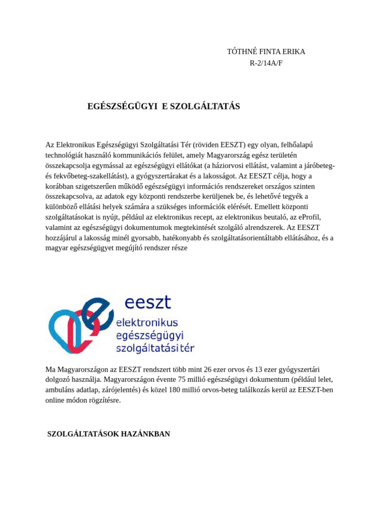 Eeszt Dolgozat 1 | PDF