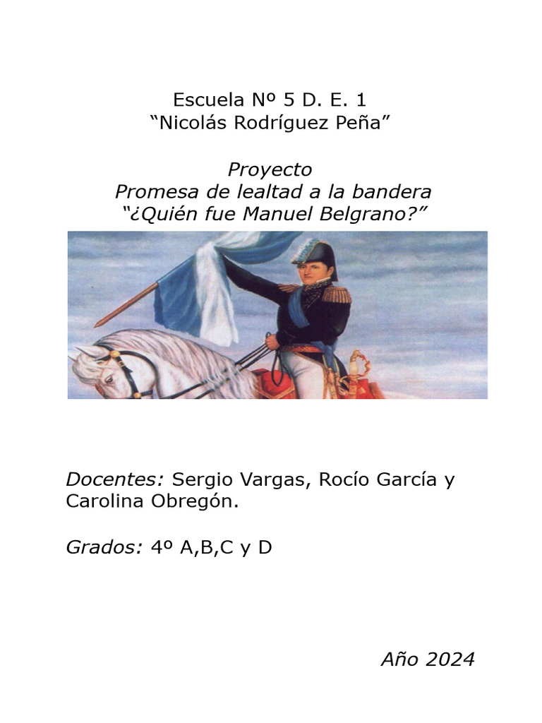 Proyecto Promesa a la Bandera 4º Grado | PDF | Buenos Aires | Enseñando