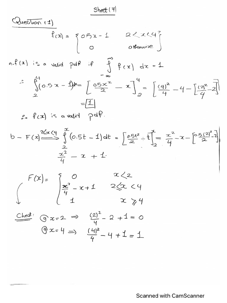 MAT131 Sheet 7 Answer (Part 1) | PDF