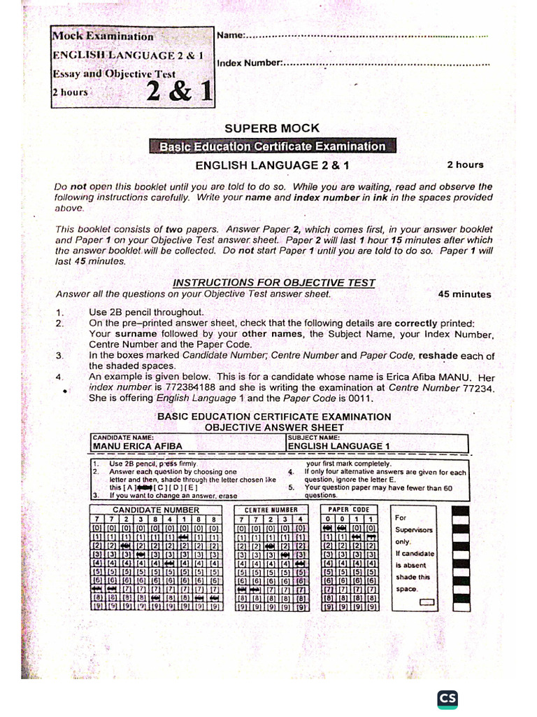 SUPERP MOCK - ENGLISH, March | PDF