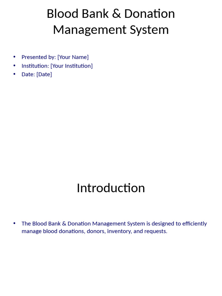 Blood Bank Management System Styled 15 Slides | PDF