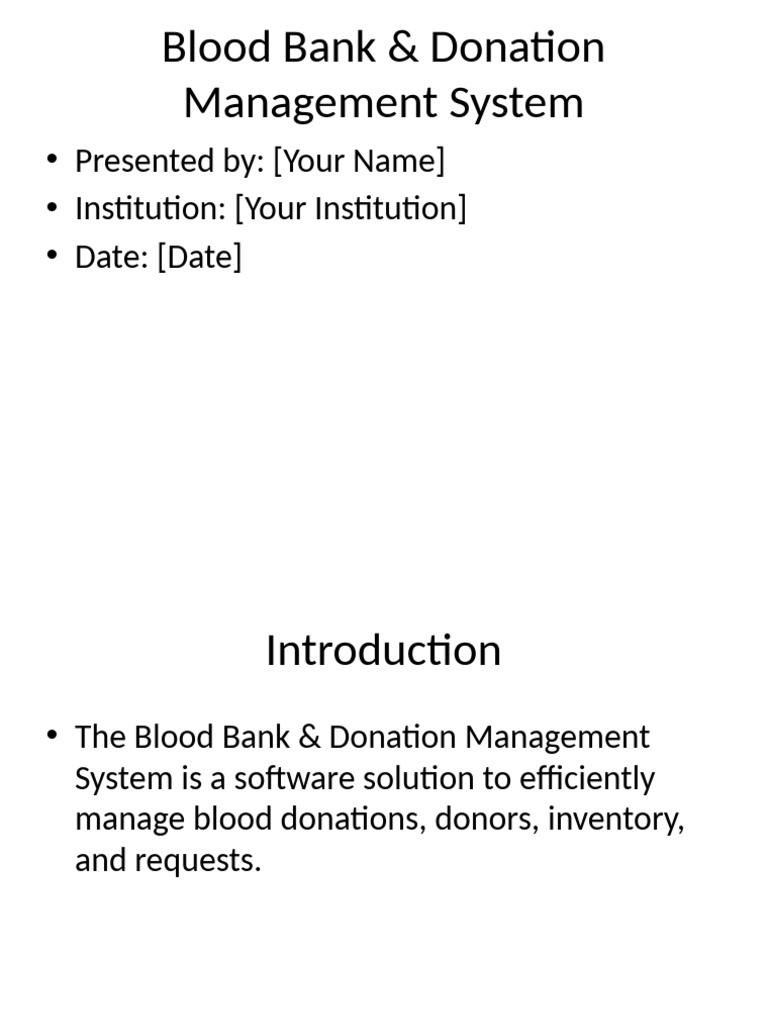 Blood Bank Management System Overview | PDF