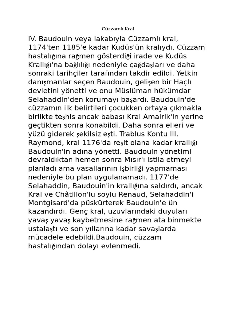 Cüzzamlı Kral | PDF