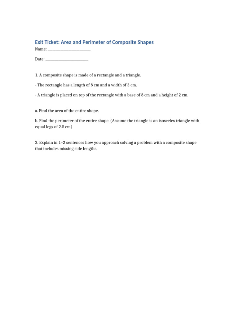 Area and Perimeter of Composite Shapes | PDF