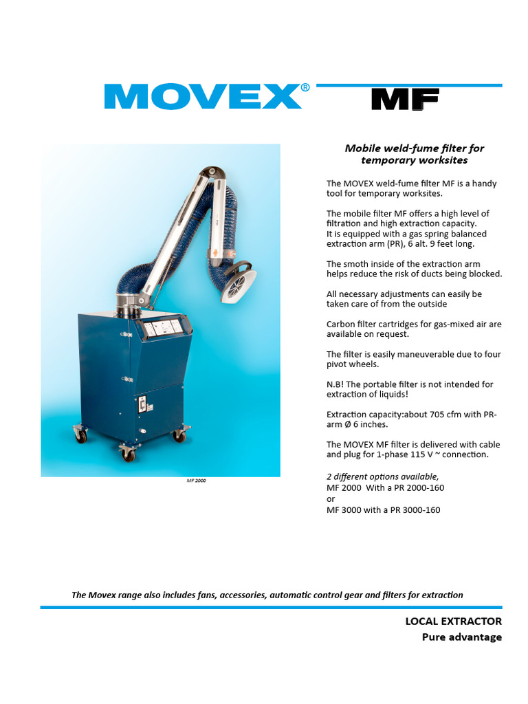 Mobile Weld-Fume Filter MF Overview | PDF | Filtration | Secondary ...